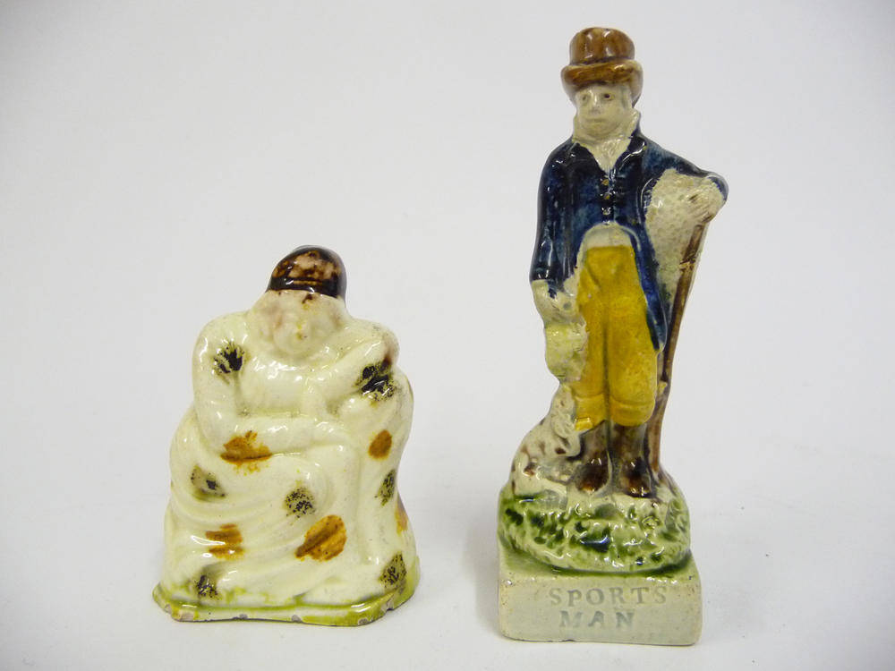 Lot 100 - A Prattware Standing Figure "Sportsman",