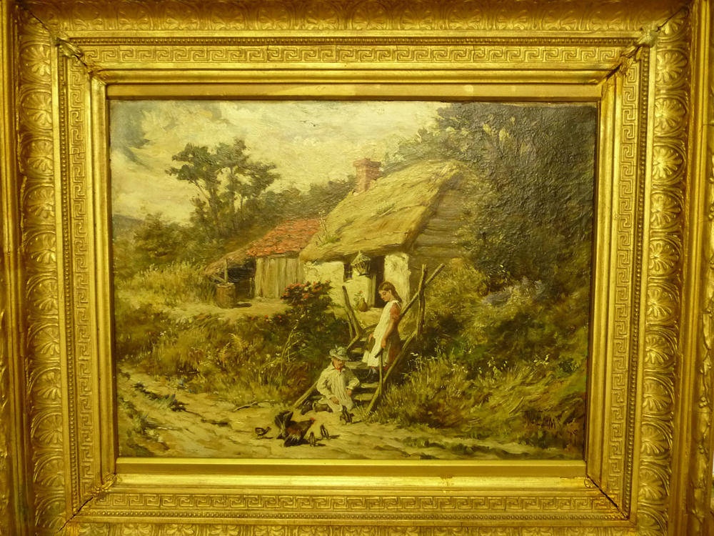 Lot 389 - John Emms (1843-1912) Two children feeding