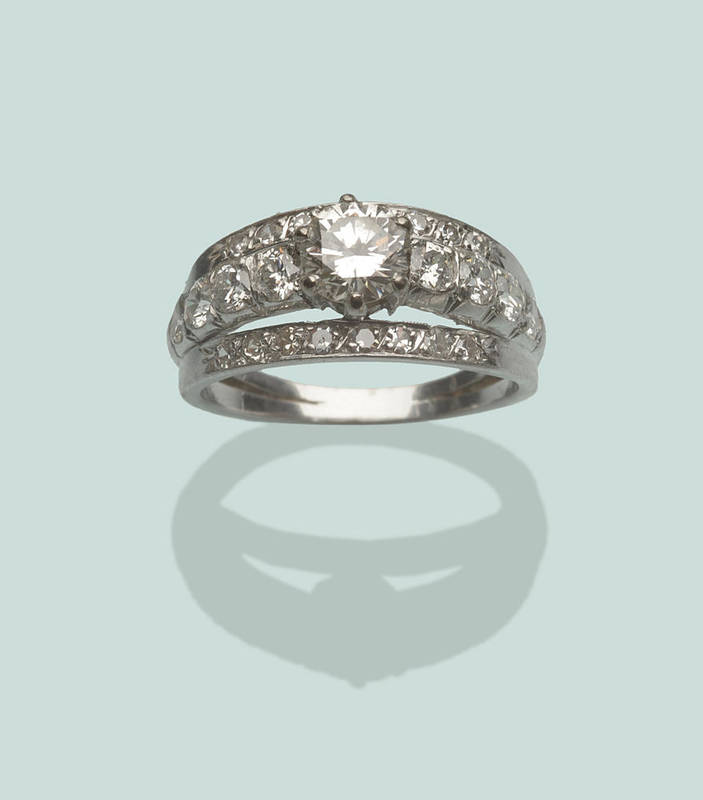 Lot 665 - A Diamond Three Part Composite Ring, the