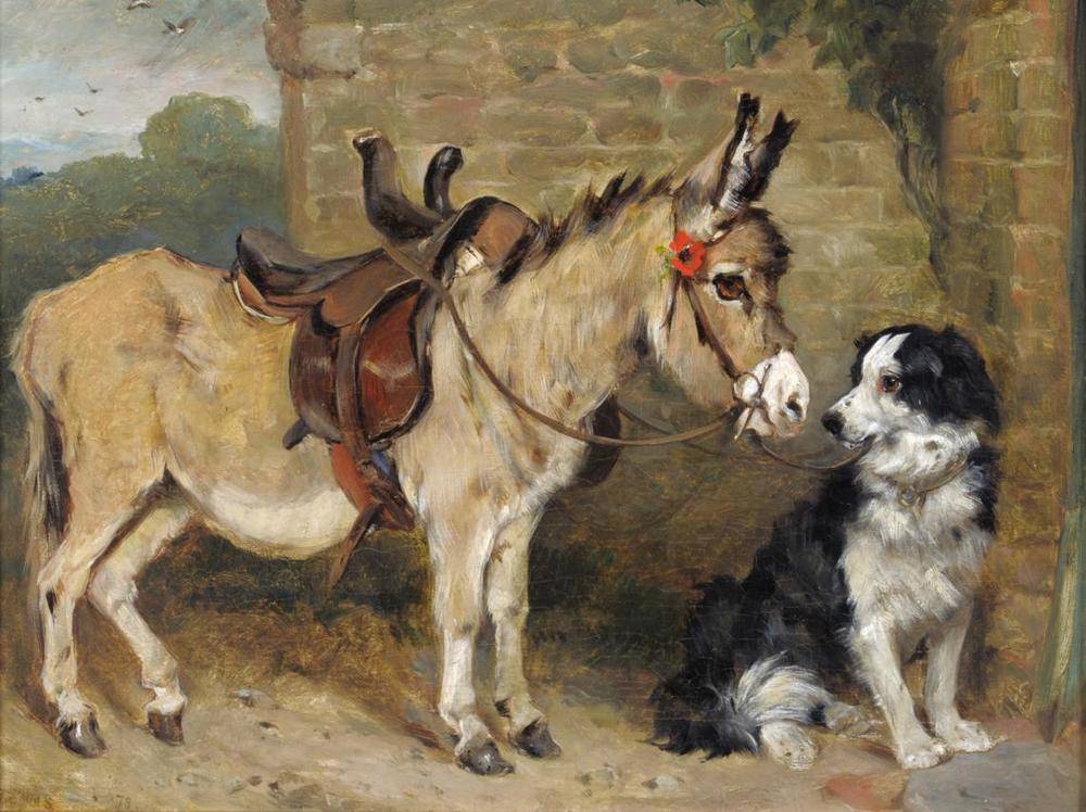 Lot 967 - John Emms (1843-1912) Donkey and a dog