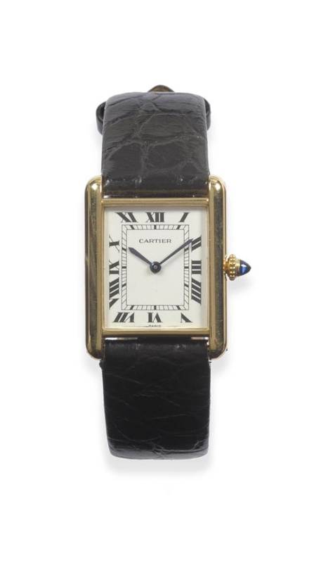 Lot 318 - An 18ct Gold Rectangular Wristwatch, signed