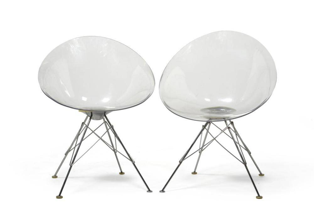 Lot 1118 - A Pair Eros Transparent Plastic Chairs,