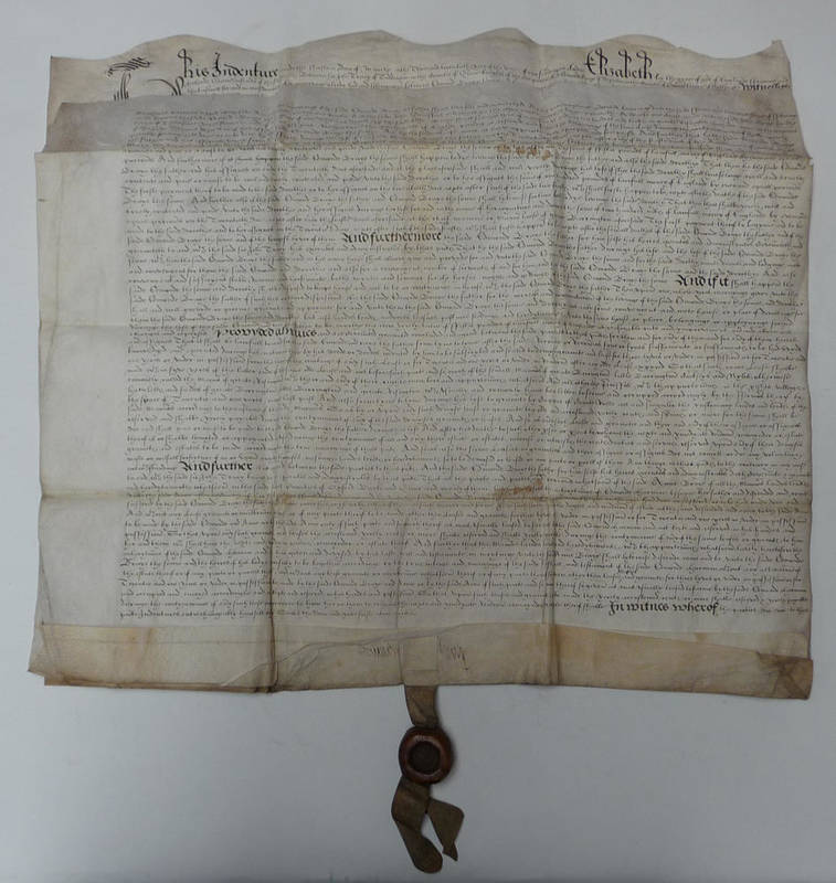Lot 168 - Marriage Indenture Elizabeth I indenture, 1