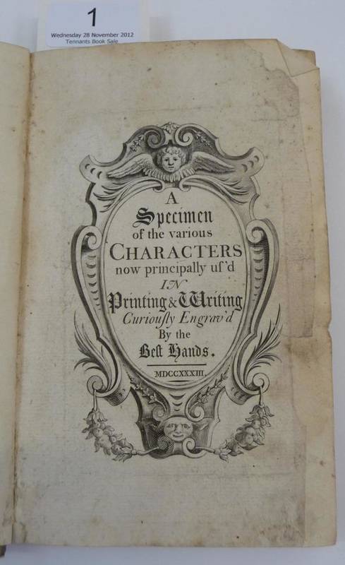 Lot 1 - Printer's Specimen Book A bound collection of