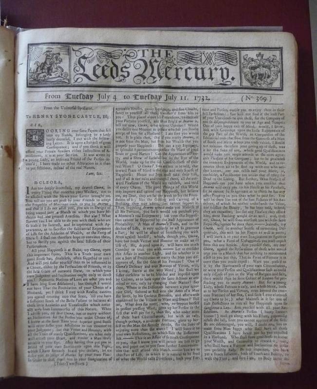 Lot 71 - Yorkshire Newspaper The Leeds Mercury, No 339