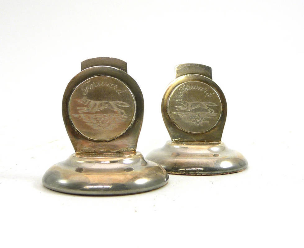 Lot 113 - Two silver menu holders