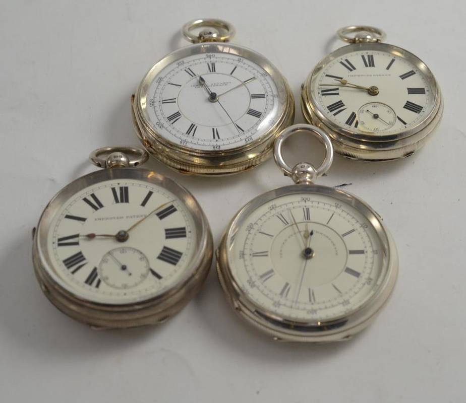 Lot 130 - Two silver chronograph pocket watches, cases