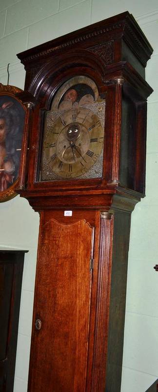 Lot 452 - An oak eight day longcase clock, with