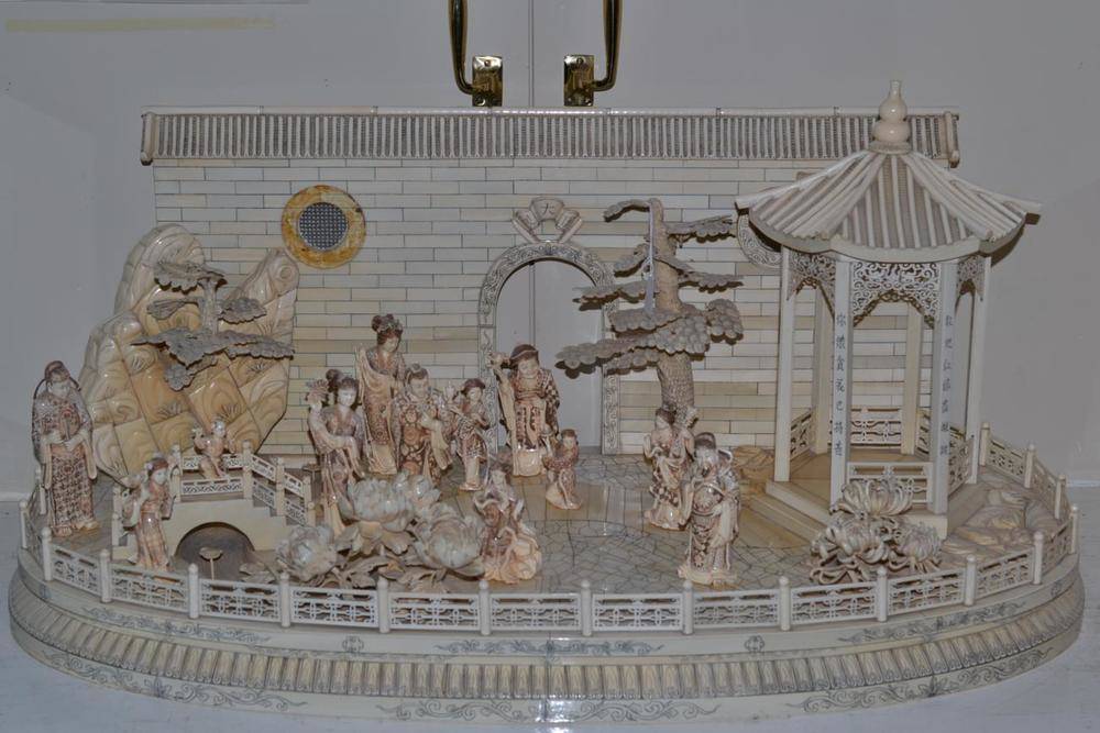 Lot 548 - A Japanese ivory veneered diorama, early