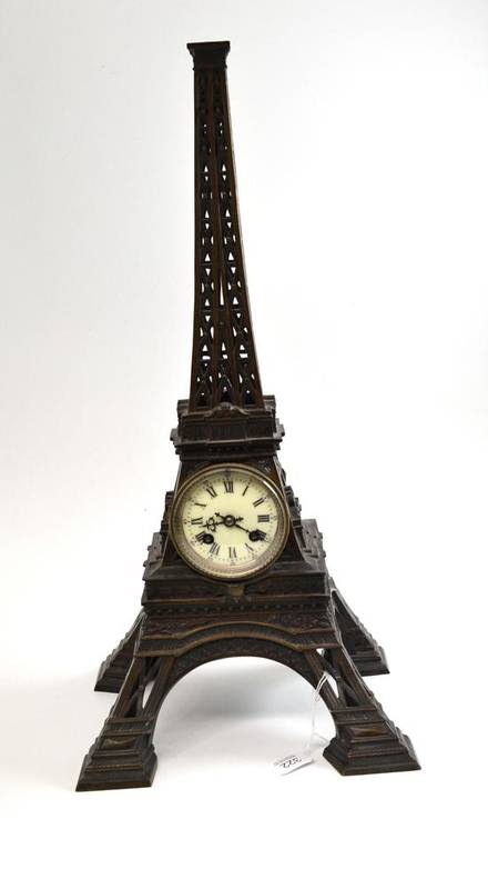 Lot 322 - A bronzed Eiffel Tower striking clock, early