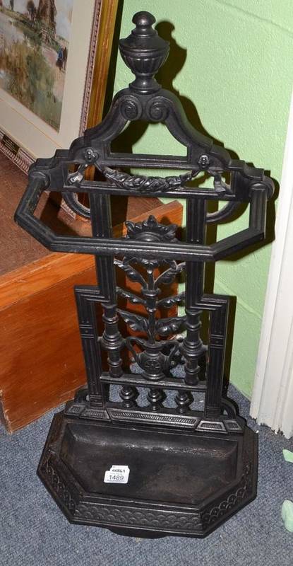 Lot 1489 - A late Victorian cast iron stick stand with