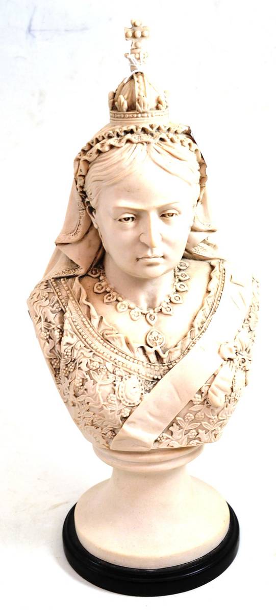 Lot 119 - A cast stone bust of Queen Victoria, no date,