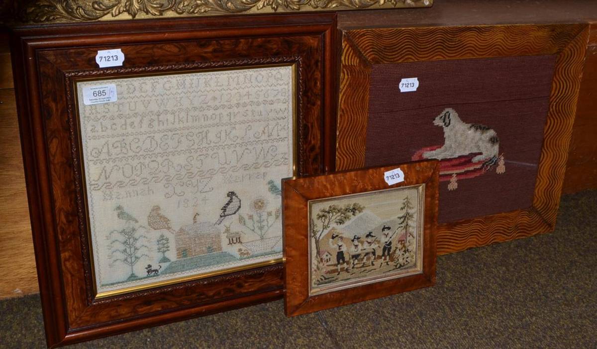 Lot 685 - Framed alphabet sampler by Hannah Marrap,