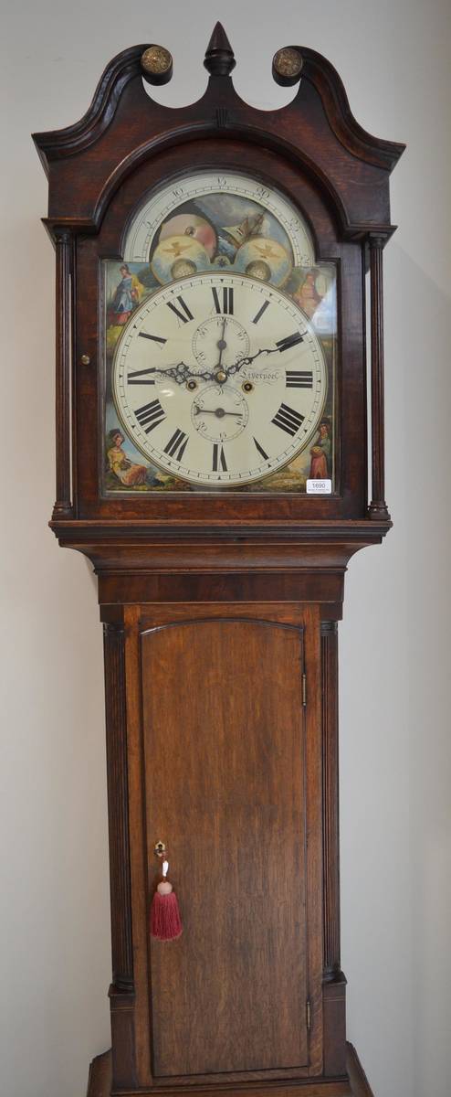 Lot 1690 - An oak and mahogany eight day longcase